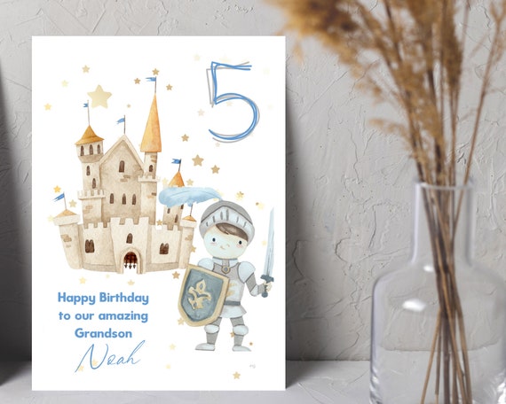 Personalised Knight Birthday Card for Nephew 5th Birthday | Etsy