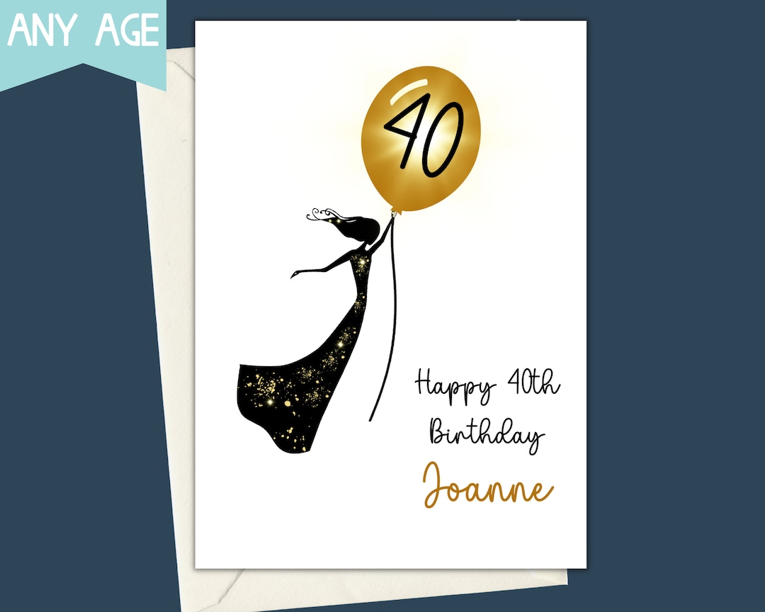 40th Birthday Card for Women, Personalised Happy 40th Birthday Card ...