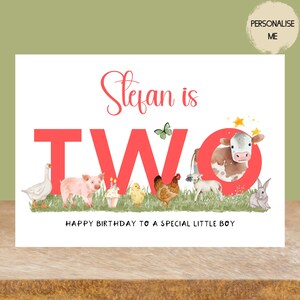 Farm Second Birthday Card, Farm First Birthday Card, Farmyard Birthday ...