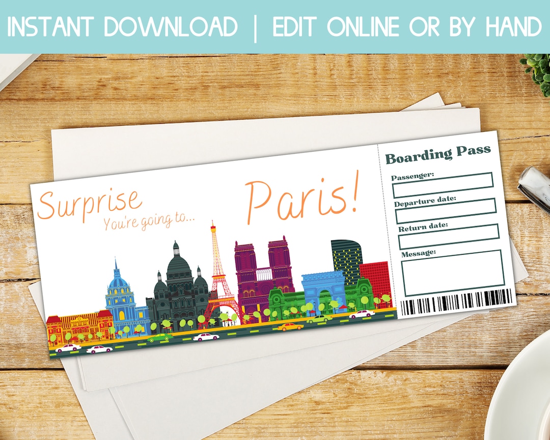 Paris Boarding Pass, Travel Ticket Gift, Paris Girls Trip Gift ...