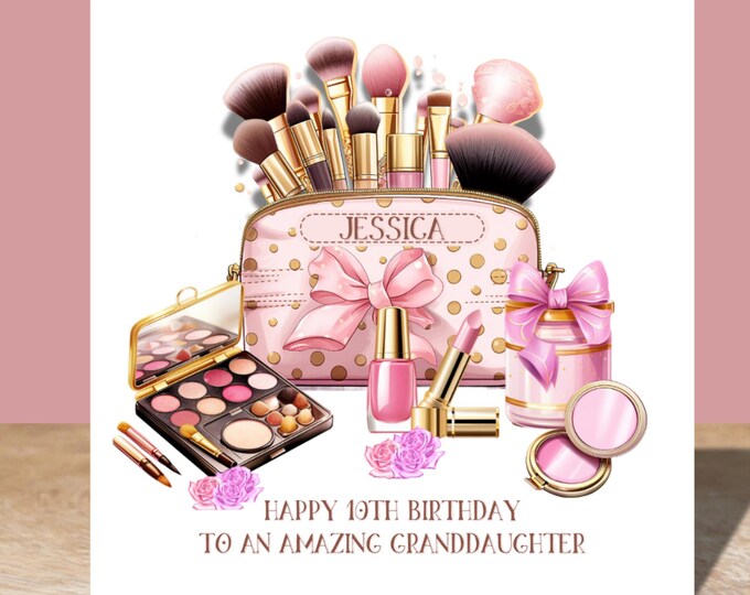 Personalised Makeup Birthday Card Girls Birthday Card, Make up Palette ...