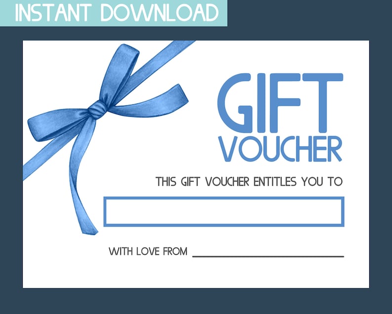 Printable Gift Card, Blank Gift Certificate, Birthday Gift Certificate ...