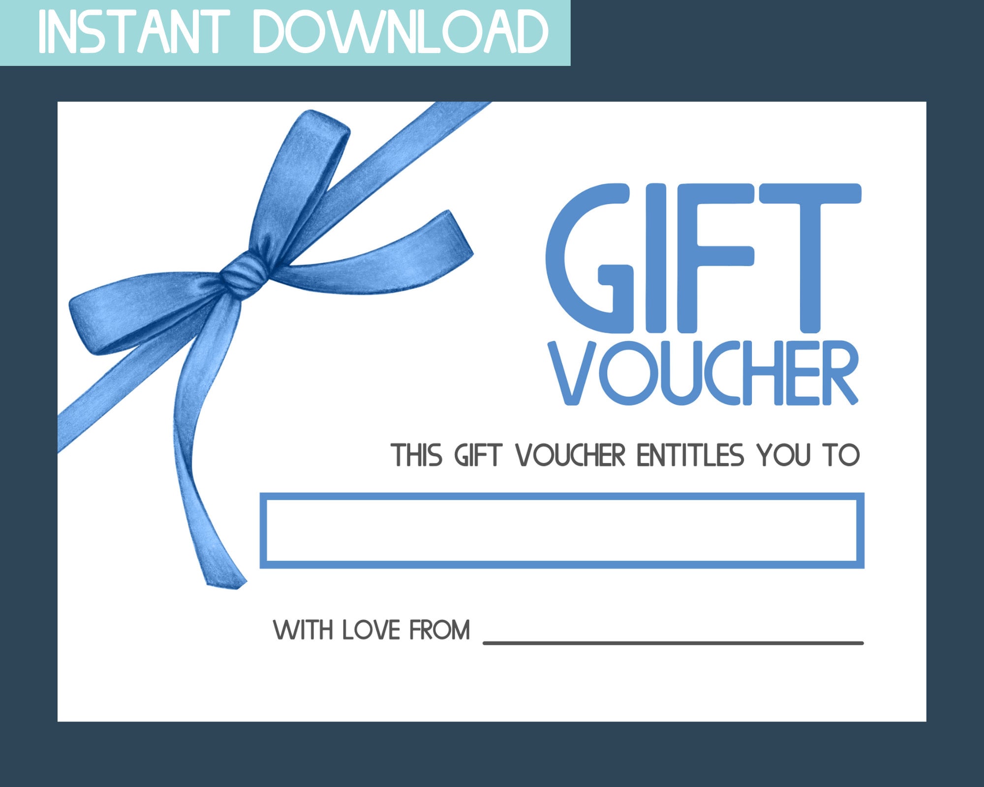 Printable Gift Card, Blank Gift Certificate, Birthday Gift Certificate ...