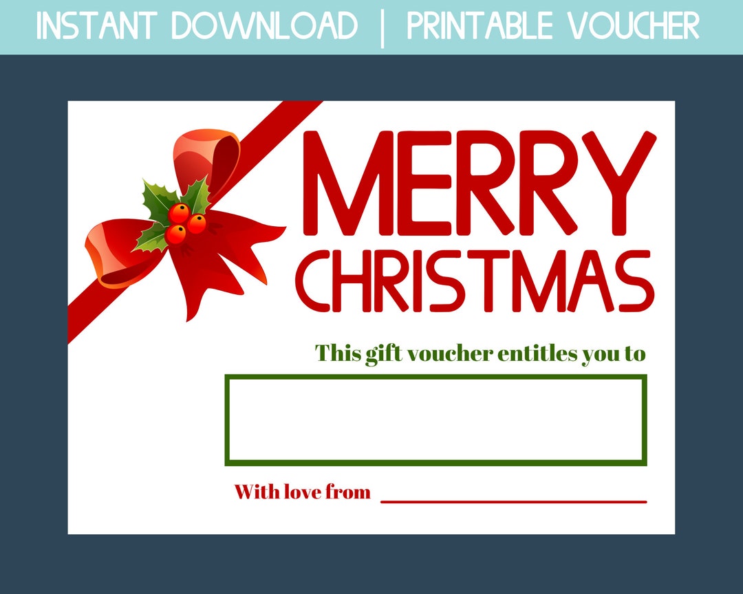 Christmas Gift Certificate Printable, Instant Download Gift Certificate ...