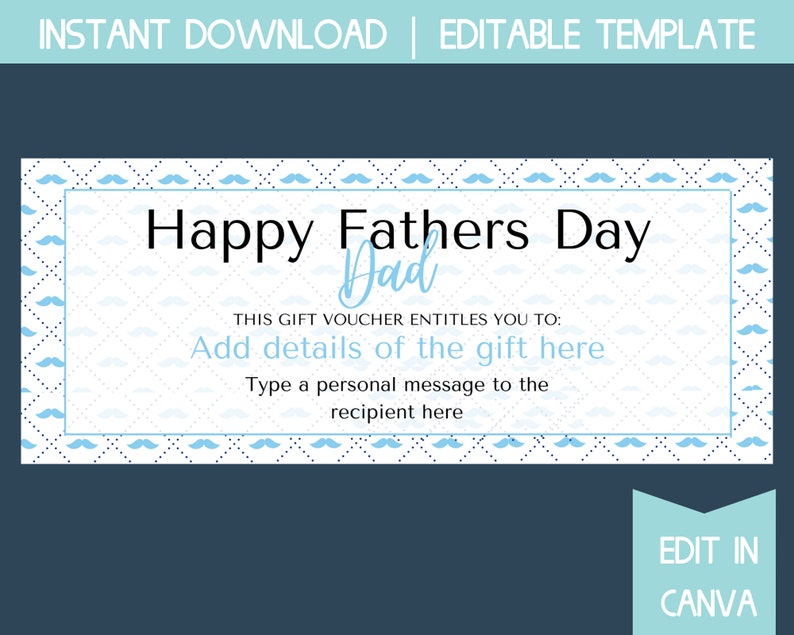 Printable Father's Day Voucher, Fathers Day Gift Certificate Template ...