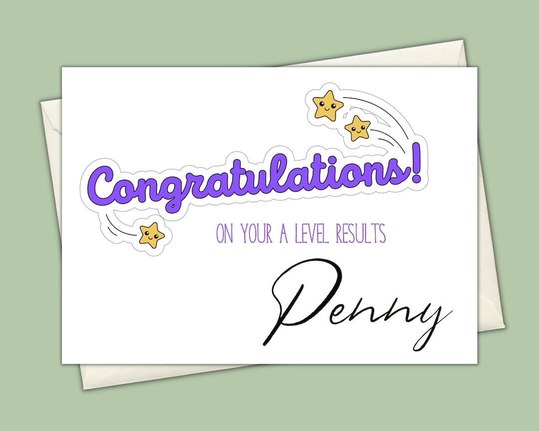 A Level Results Card, Alevel Exam Congratulations Card, Gcse ...