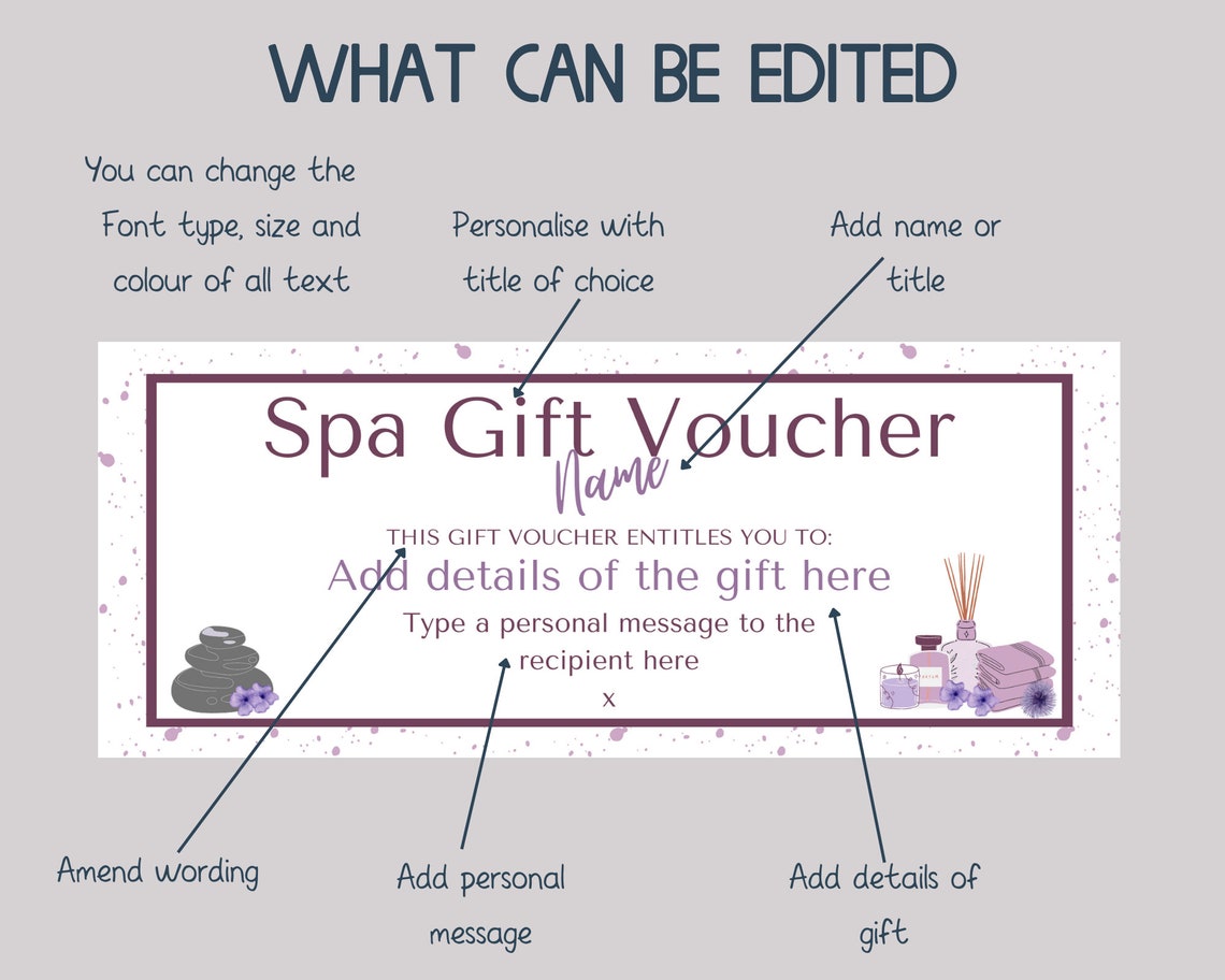 Spa Day Gift Card for Friend Gift Certificate Template - Etsy