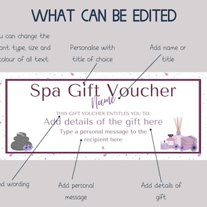 Spa Day Gift Card for Friend, Gift Certificate Template Printable, Spa ...