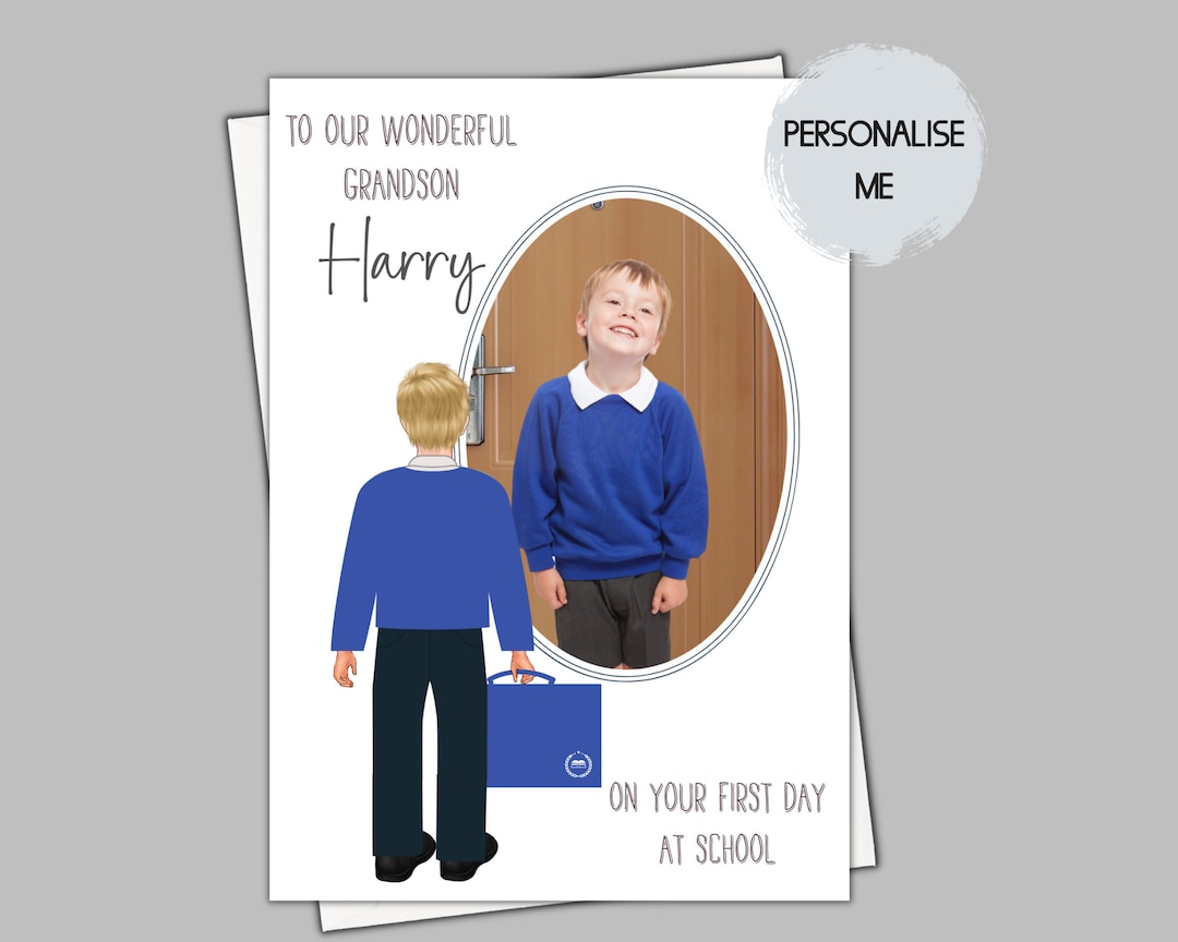 First Day of School Card for Son, Back to School Card Personalised ...
