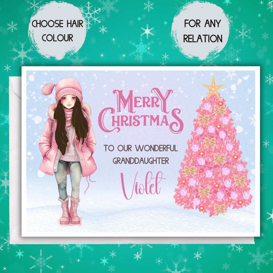 Christmas Card for Teenage Granddaughter, Personalised Christmas Card ...
