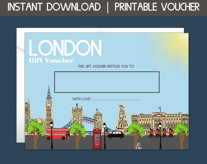 London Voucher, London Travel Gift, Printable Gift Voucher, London ...