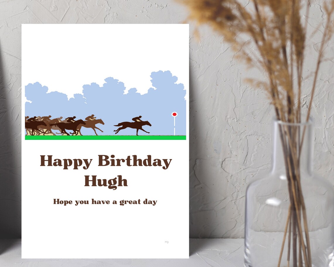 Horse Racing Birthday Card for Him Race Horse Birthday Card - Etsy