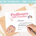 Pedicure Gift Voucher, Nail Salon Gift Card, Printable Gift Card ...