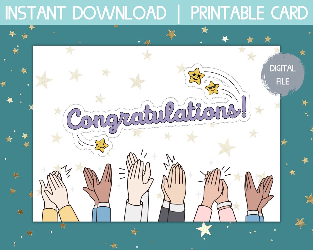 Printable Congratulations Card, Printable Congrats Card, Digital ...