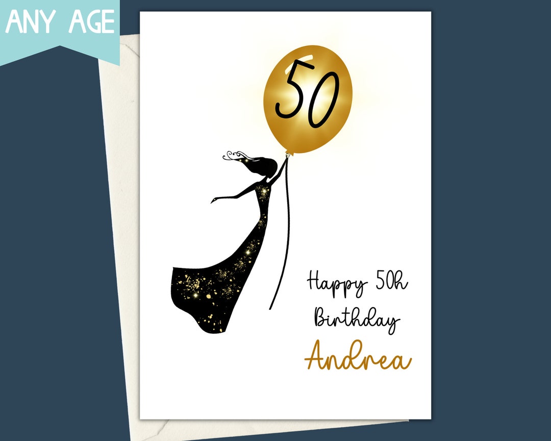 Personalised 50th Birthday Card for Women, 50 Card Friend, 50th Card ...