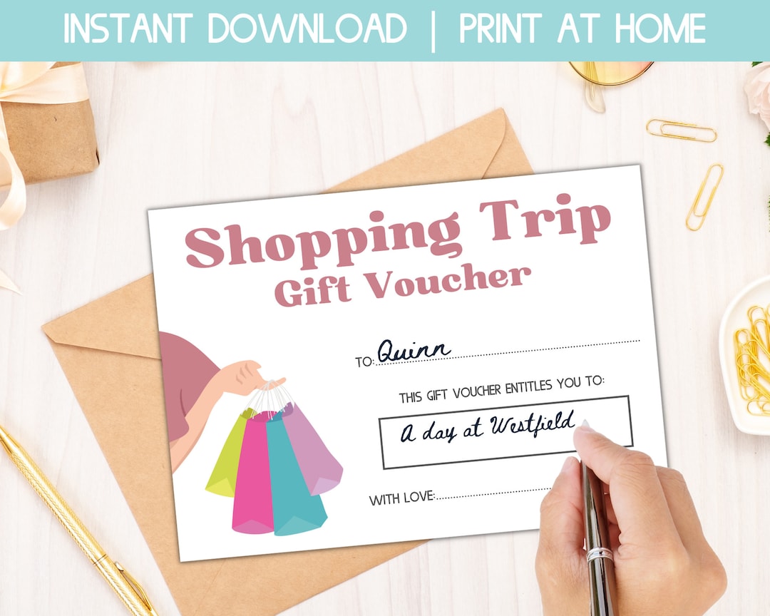 Shopping Trip Voucher, Shopping Gift Certificate, Blank Gift ...