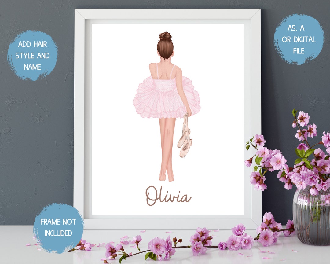 Birthday Gift for Ballet Dancer, Personalised Ballerina Print Name ...