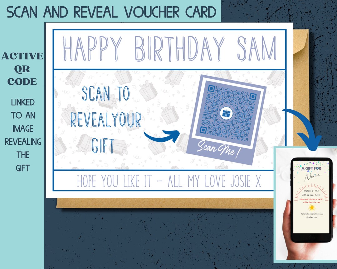 Scratch and Reveal Card, Gift Voucher Template, QR Code Card, Surprise ...