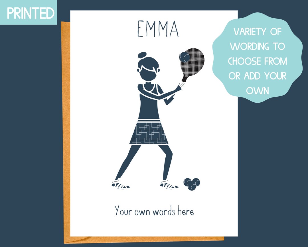 Tennis Card, Tennis Player Card, Create Your Own Card, Personalised ...