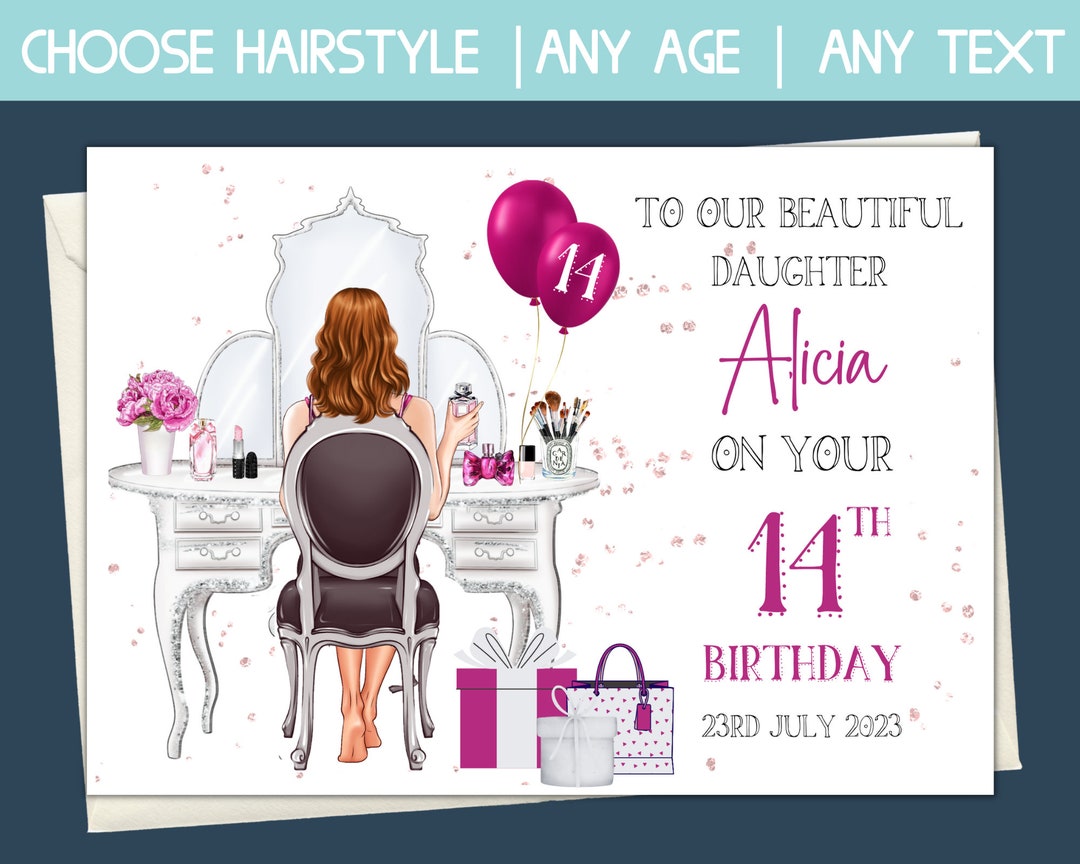 Make up Birthday Card, Personalised 14th Birthday Girl Card, Sweet 16 ...