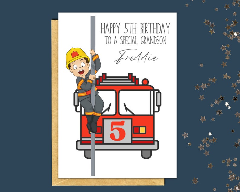 Personalised Fireman Birthday Card Fire Engine Birthday Card - Etsy
