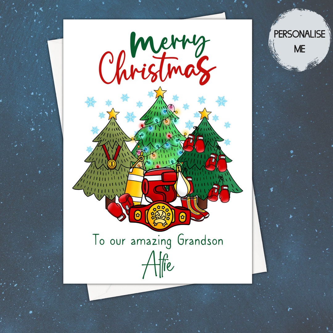Boxing Christmas Card, Personalised Christmas Card for Boxing Fan, Xmas ...