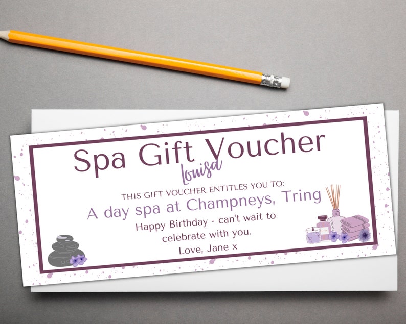 Spa Day Gift Card for Friend Gift Certificate Template - Etsy