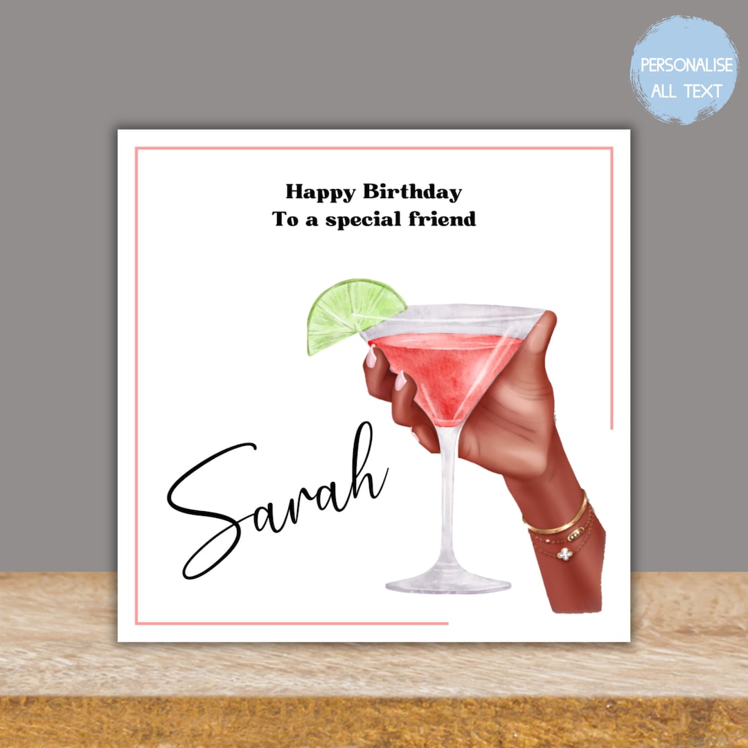 Cosmopolitan Birthday Card for Her, Friend Birthday Card, Cocktail ...