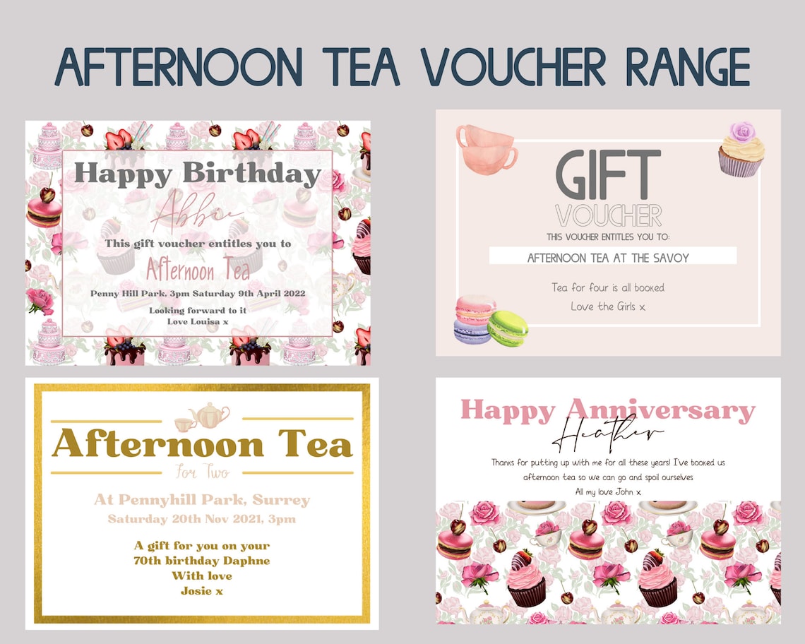 Afternoon Tea Gift Voucher Birthday Voucher for Friend - Etsy