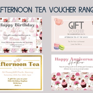 Afternoon Tea Gift Voucher, Birthday Voucher for Friend, Printable ...