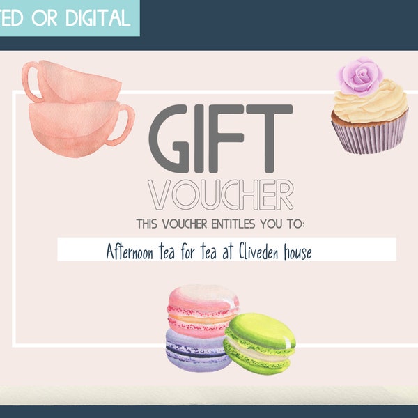 Personalised Afternoon Tea Gift Card - 60+ Gift Ideas for 2024