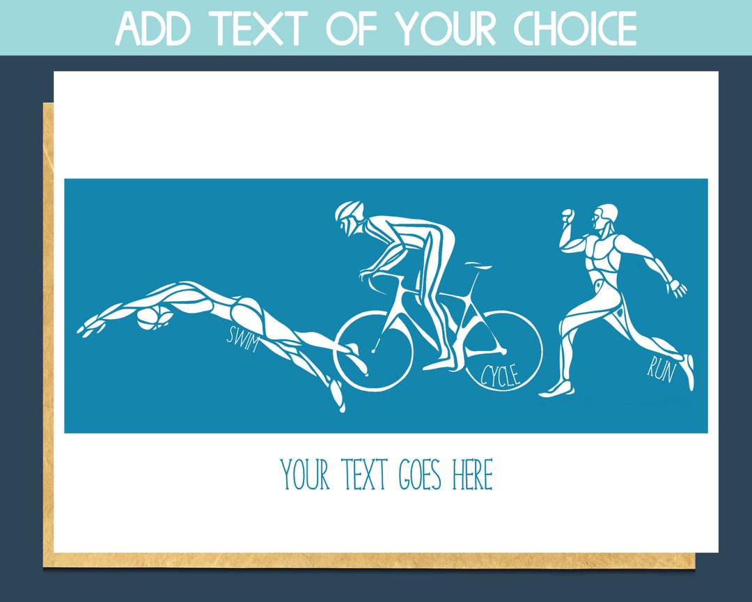 Triathlete Card, Race Good Luck, Triathlete Birthday Card, Swim Bike ...