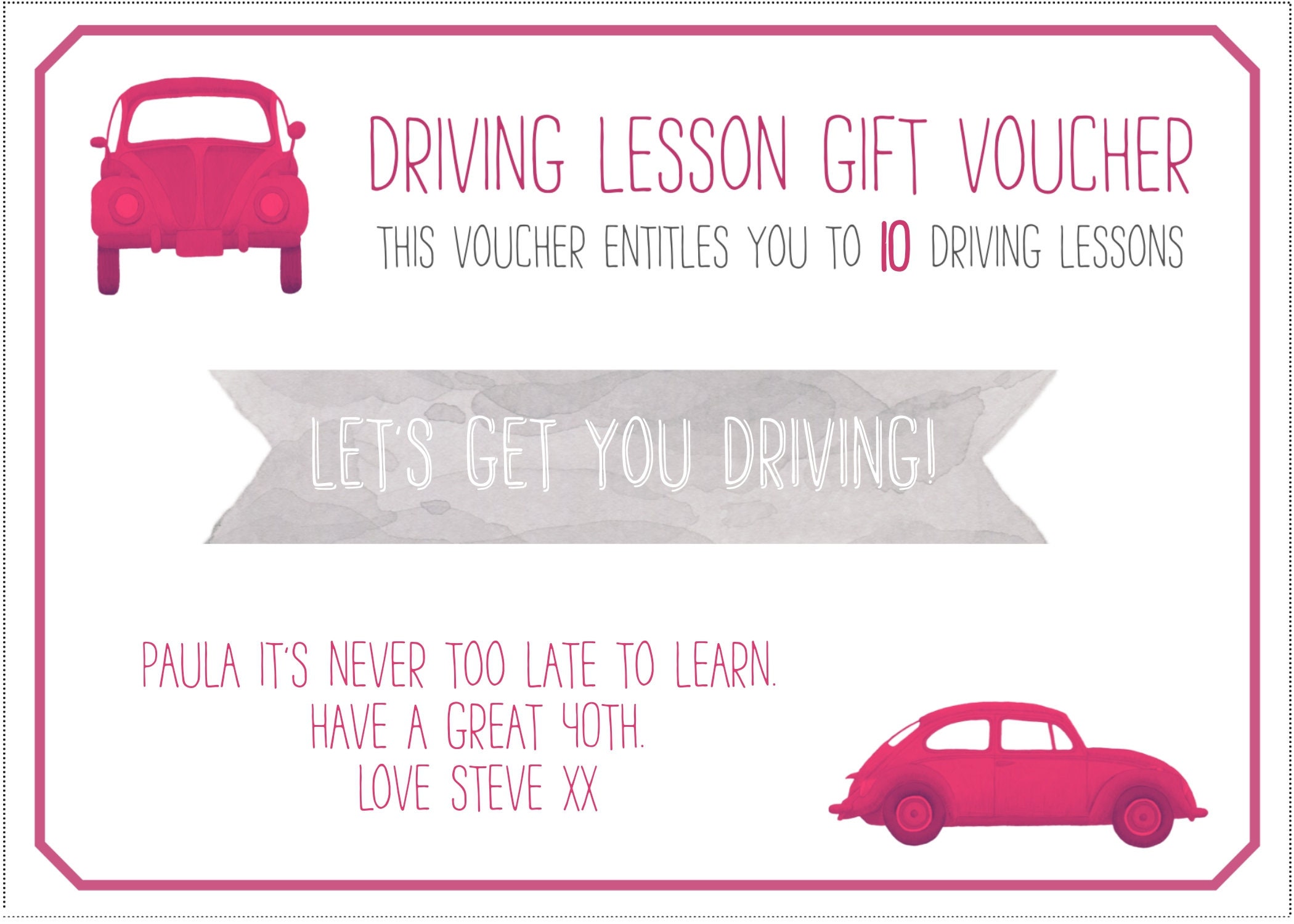 Printable Driving Lesson Voucher 16th Birthday Gift for - Etsy UK