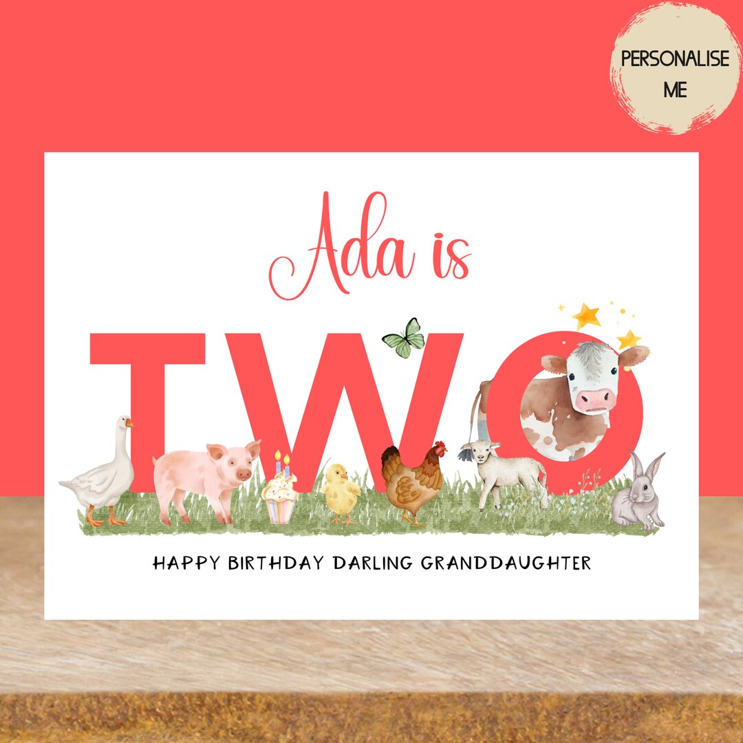 Farm Second Birthday Card, Farm First Birthday Card, Farmyard Birthday ...