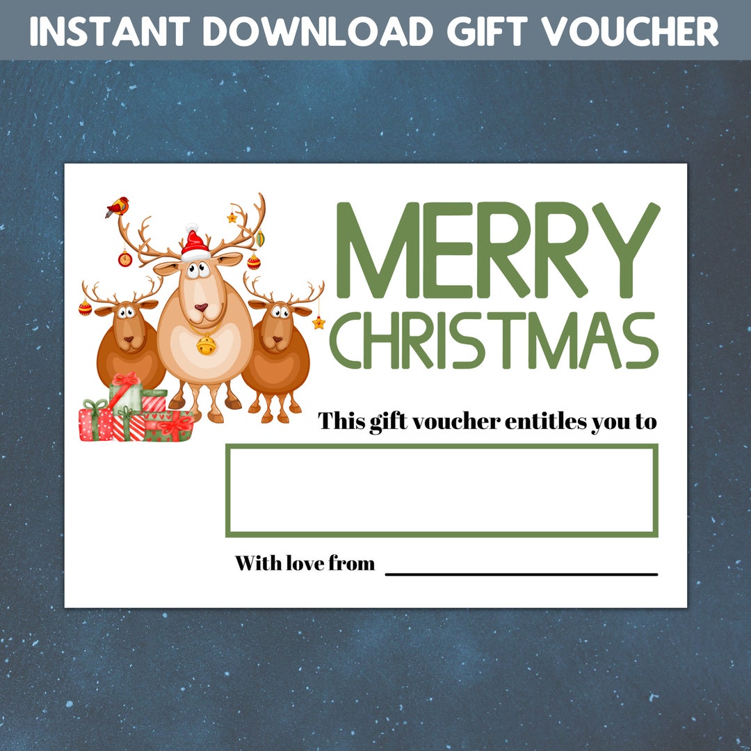 Christmas Gift Certificate Printable, Printable Gift Card, Blank Gift ...