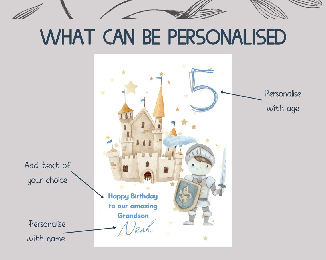 Personalised Knight Birthday Card for Nephew 5th Birthday - Etsy