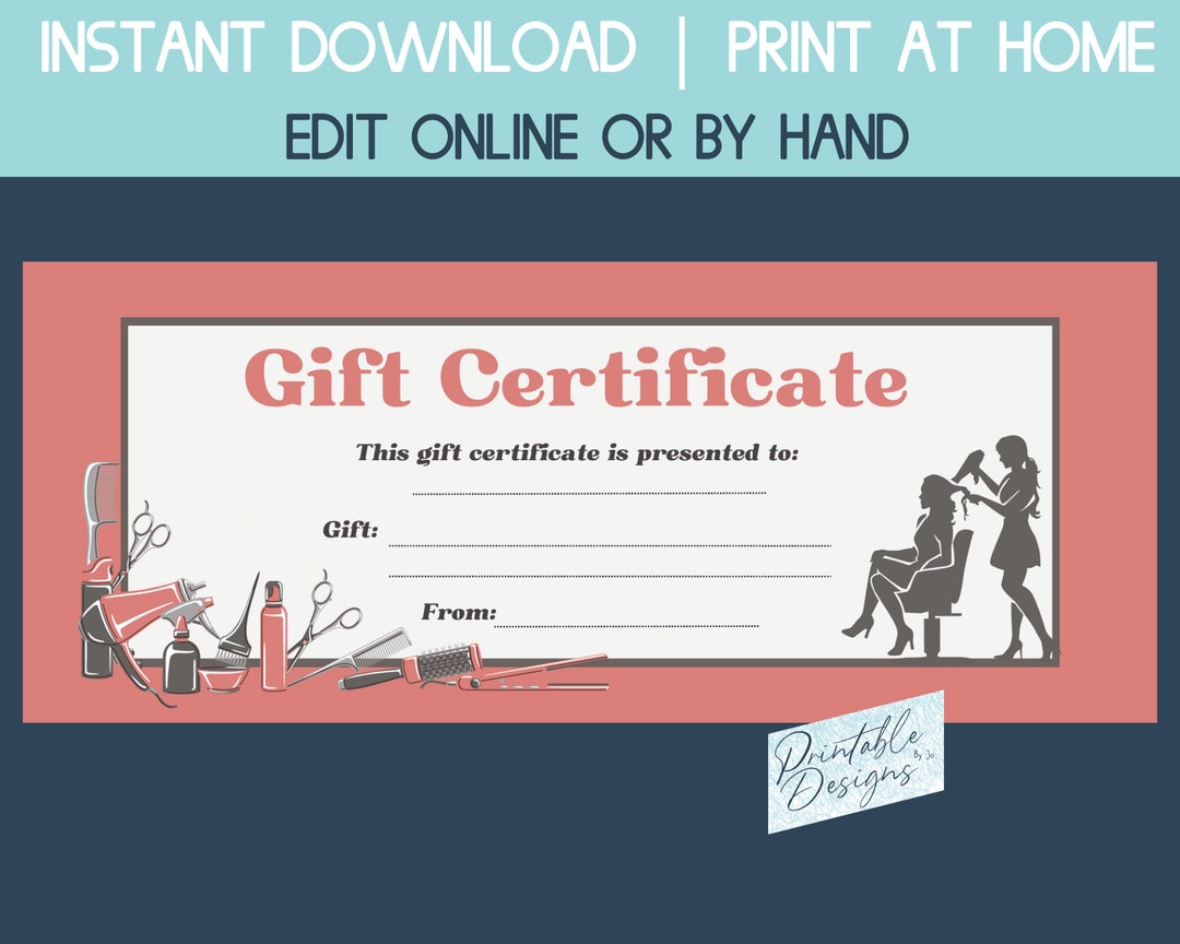 Hair Salon Gift Voucher, Haircut Gift Voucher, Gift Coupon Template ...