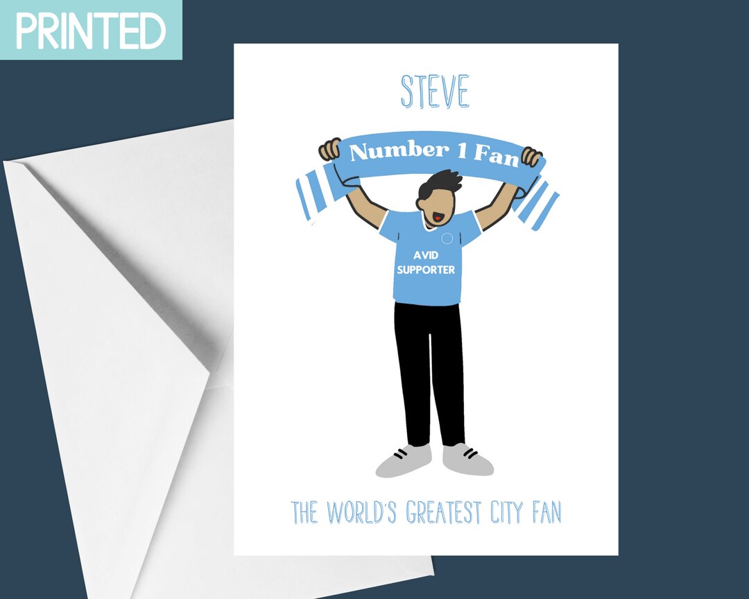 Manchester City Birthday Card, Football Birthday Card, Football Theme ...