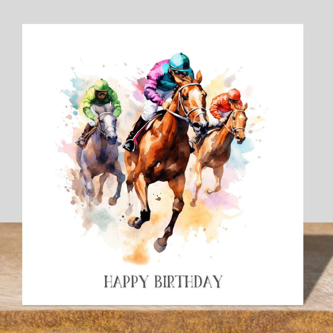 Horse Racing Birthday Card, Personalised Horse Card for Husband ...