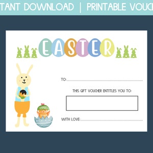 Easter Gift Certificate, Instant Download Easter Gift Card, Printable ...