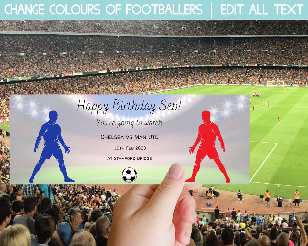 Football Ticket Template, Printable Football Ticket, Football Match ...