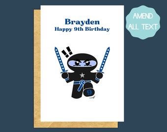 Happy Birthday Ninja Card, Ninja Birthday Card, Card for Him, Birthdays ...