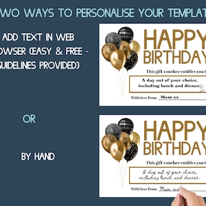 Chèque-cadeau d'anniversaire imprimable, chèque-cadeau vierge, modèle ...