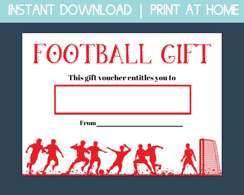 Football Gift Certificate, Football Gift Card, Printable Gift Card ...