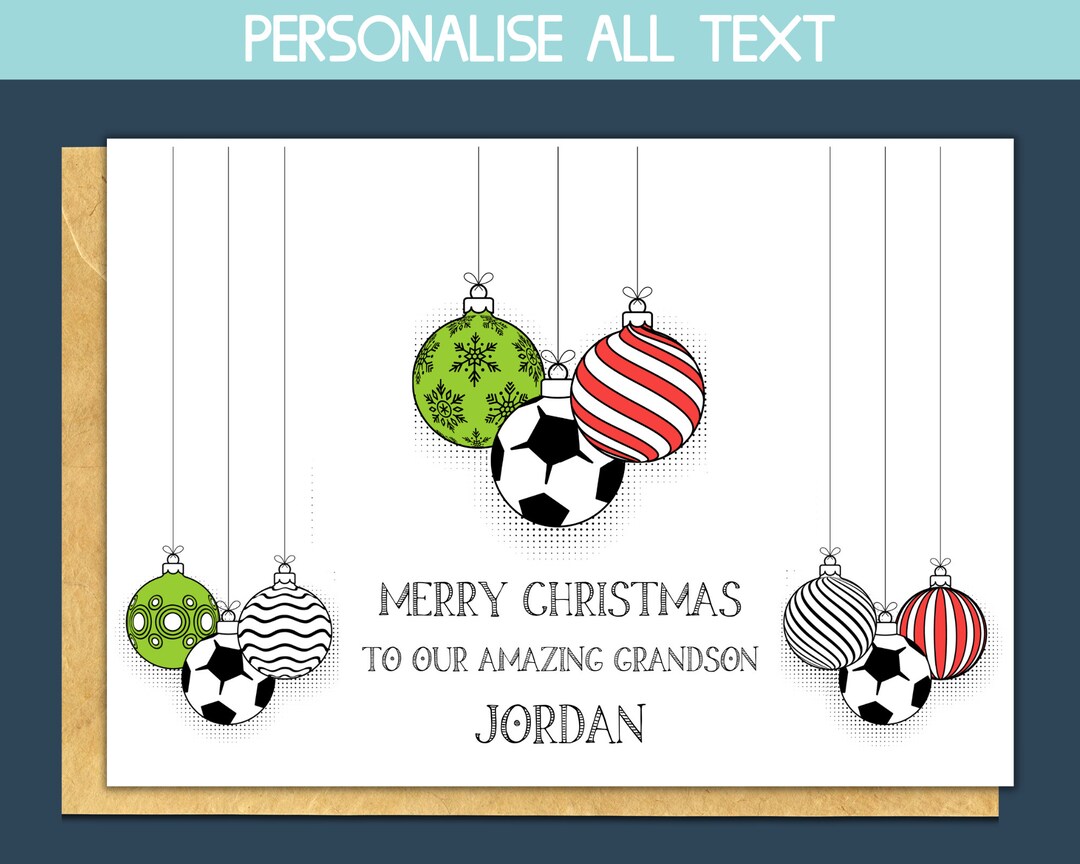 Football Christmas Card for Son, Christmas Card for Grandson ...