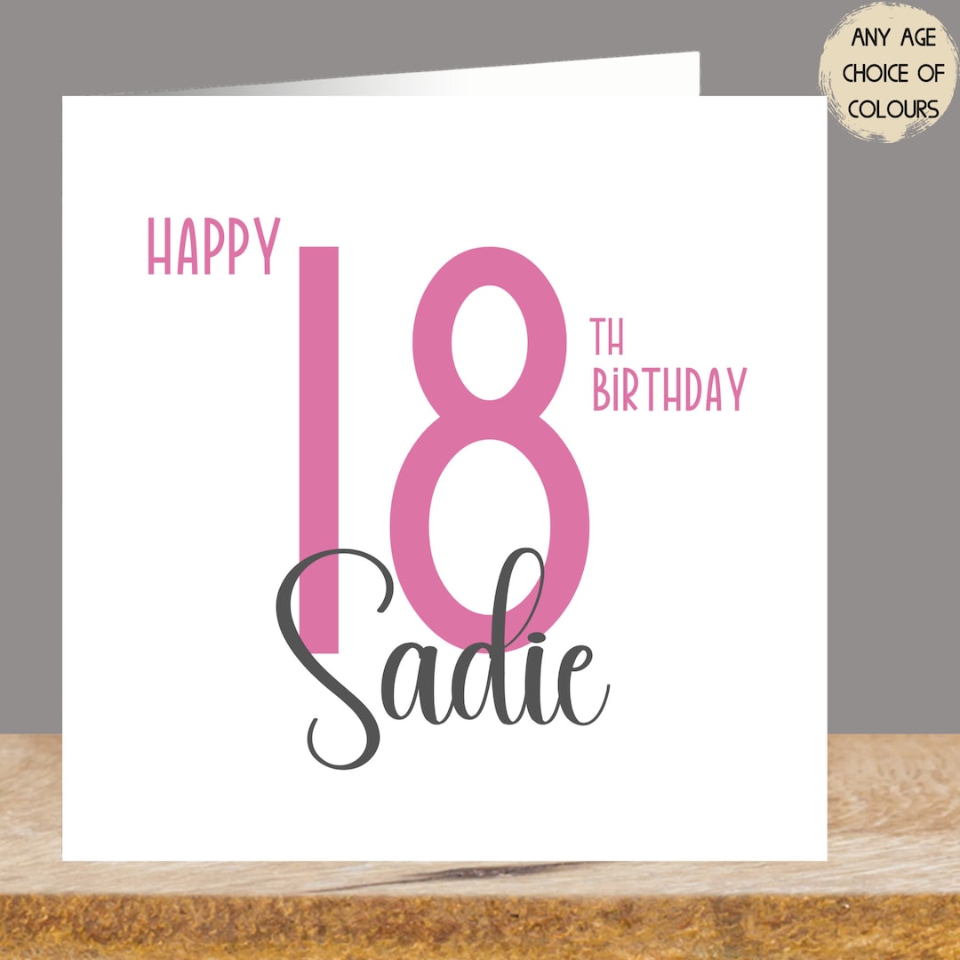 18th Birthday Card Girl, Age Birthday Cards, Eighteen Birthday Card for ...