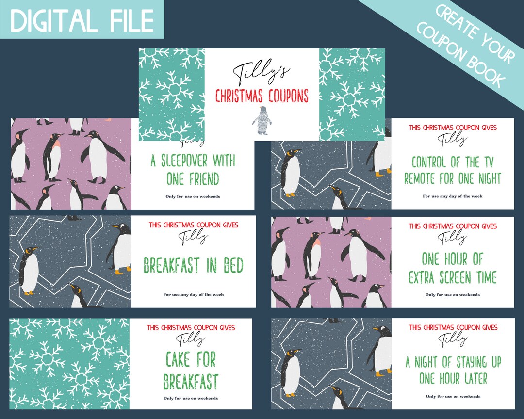 Christmas Coupons for Kids, Christmas Gift Coupon, Blank Gift Voucher ...