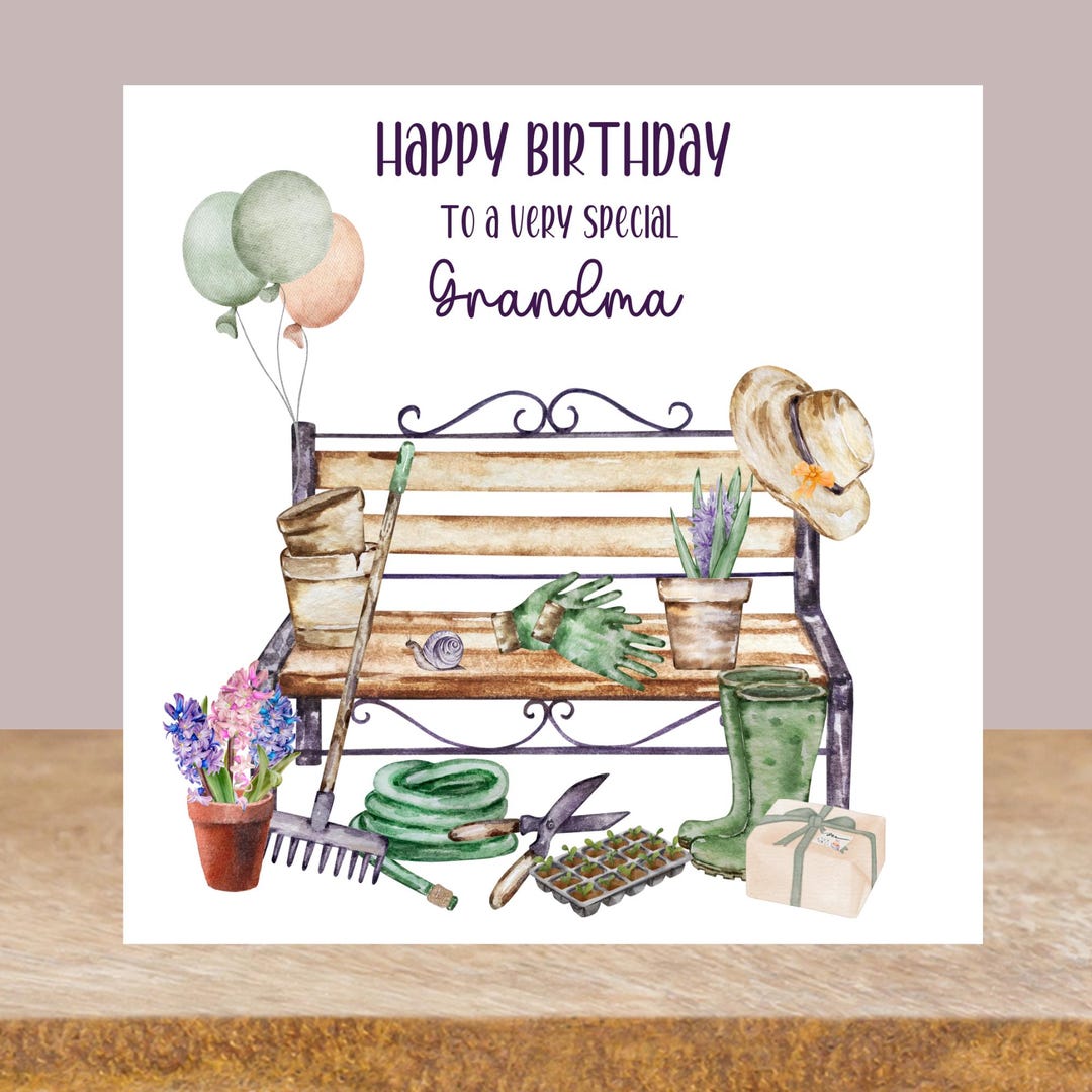 Gardening Birthday Card for Grandma, Garden Birthday Card for Mum, Dad ...
