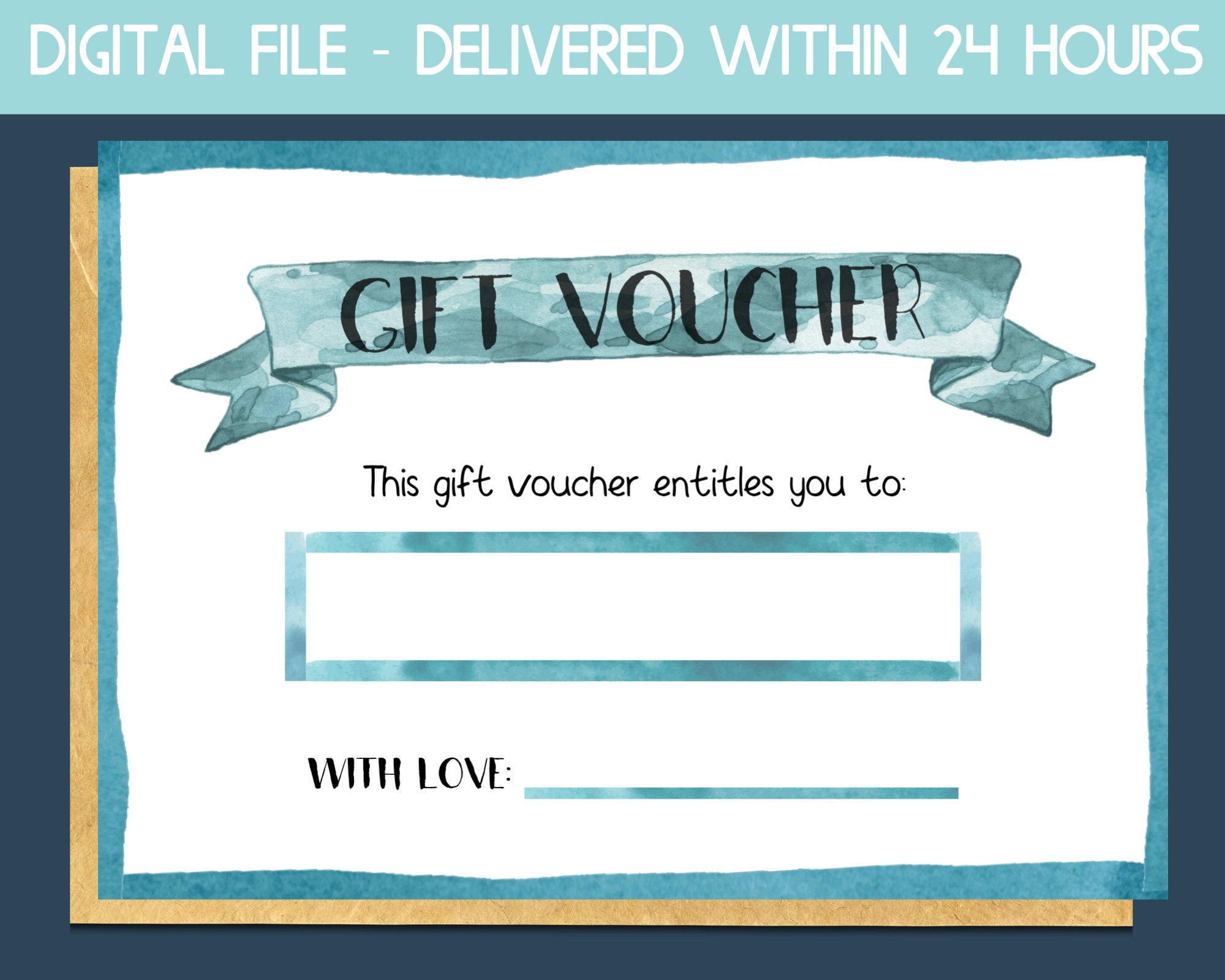 Blank Gift Certificate Printable Gift Card Voucher - Etsy Australia