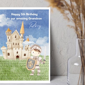 Personalised Knight Birthday Card for Nephew, 5th Birthday Card for Son ...
